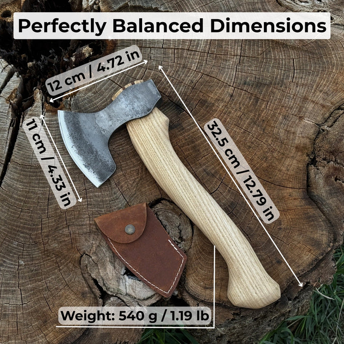 Small Carving Axe, 0.54 kg (1.19 lbs) - Sharky Forged Steel Tools