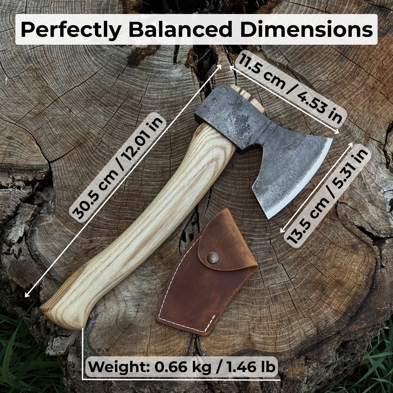 Small Carving Axe, 0.65 kg (1.43 lb) - Sharky Forged Steel Tools