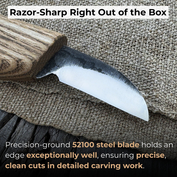 Small Chip Carving Knife, 3 cm (1.2 inches) - Sharky Forged Steel Tools
